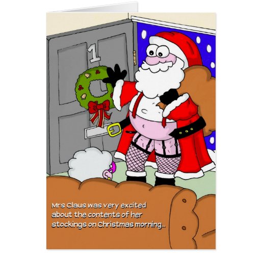 Rude Christmas Card Santa In Stockings Zazzle Rude Christmas Card Santa In Stockings Zazzle