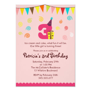 3 Year Old Birthday Invitations | Zazzle.co.nz