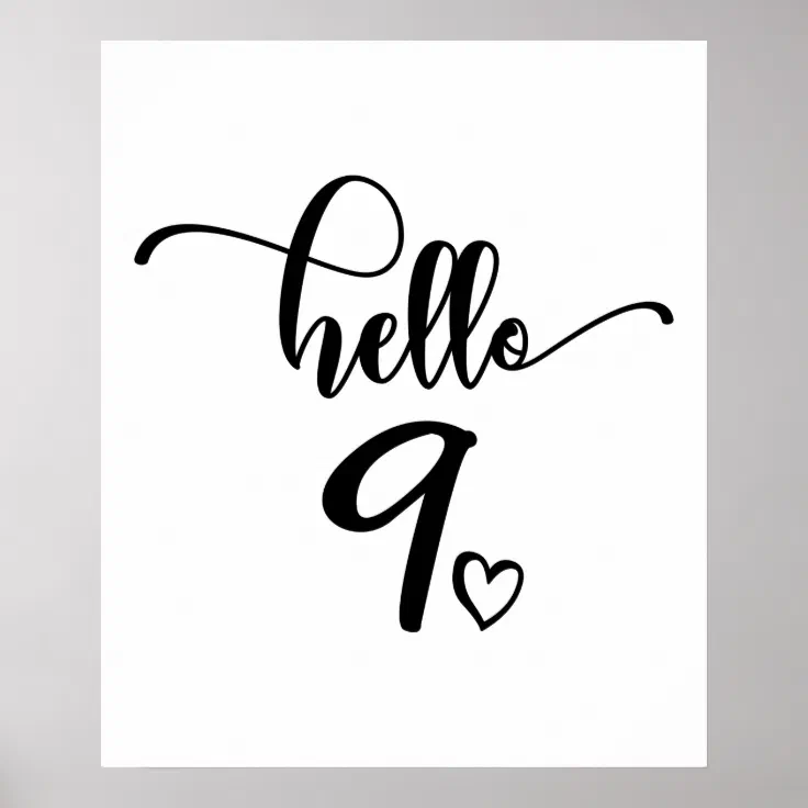 9th Birthday Girls Hello Nine Cute 9 Years Old Kid Poster | Zazzle.co.nz