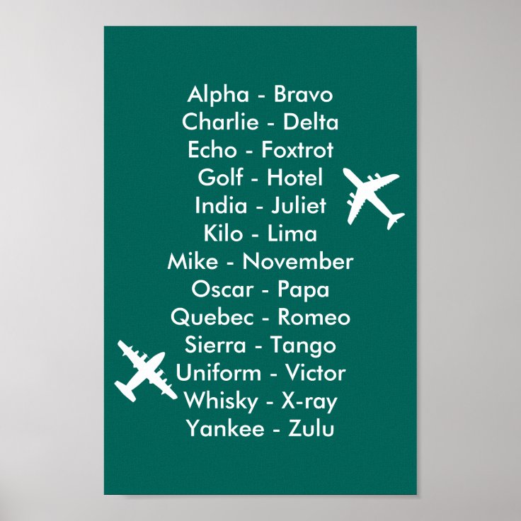 Air Cadet Pilot Air Traffic Alphabet Airplanes Poster | Zazzle.co.nz
