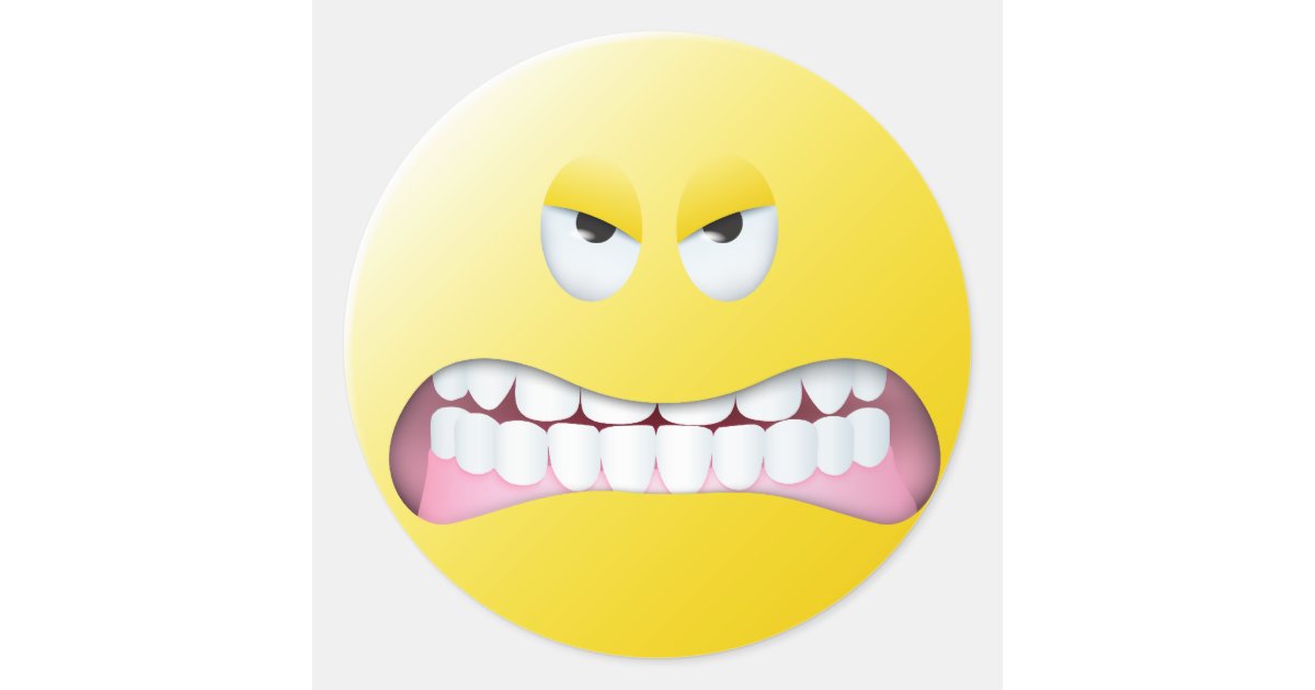Angry Face Classic Round Sticker | Zazzle.co.nz