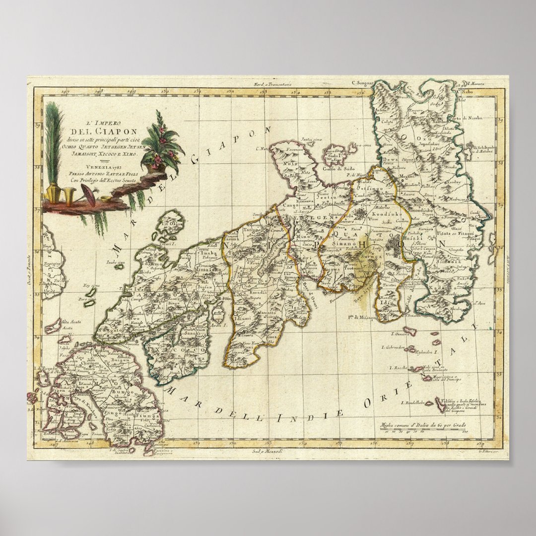 Antique Map of Japan 1785 Poster | Zazzle.co.nz