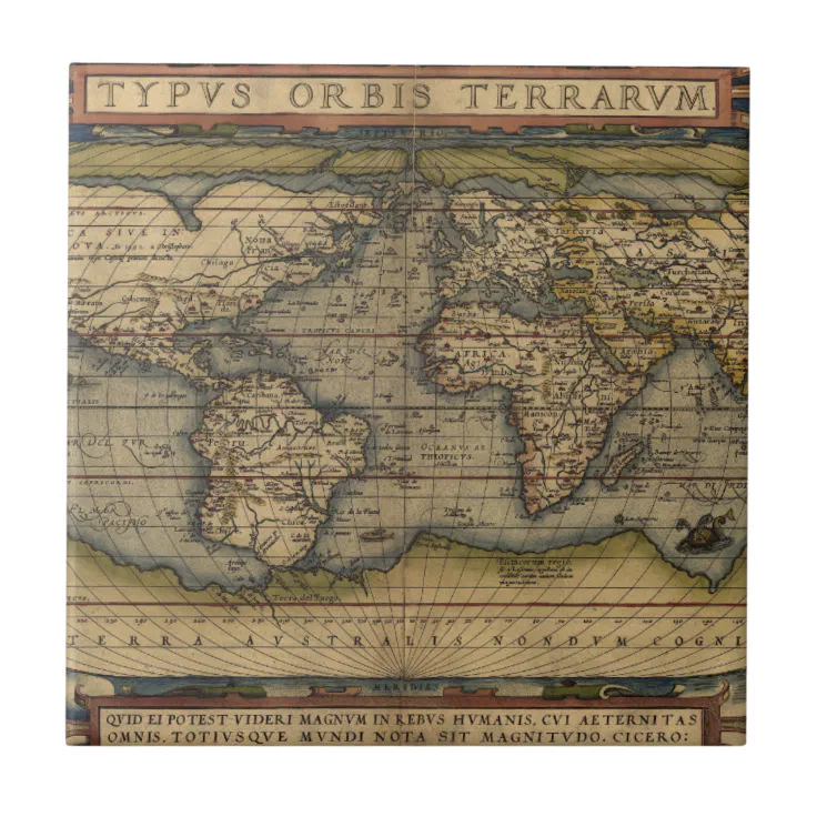 Antique Map of the World Tile | Zazzle.co.nz