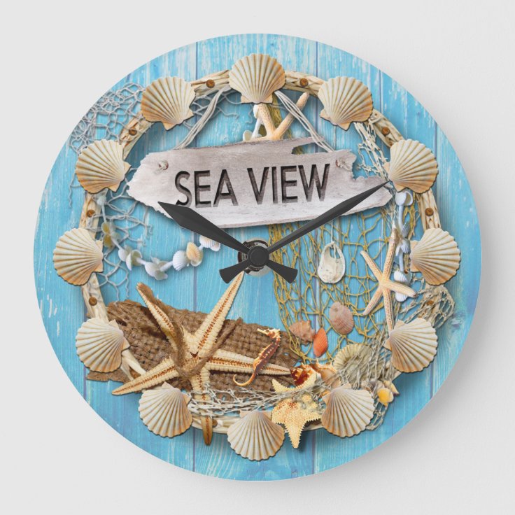 Beach, Sea View, Beach Themed Large Clock | Zazzle.co.nz