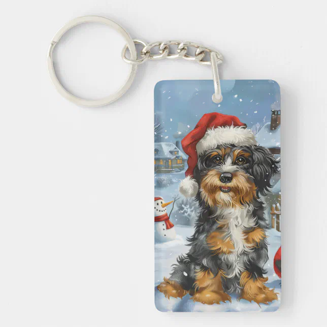 Bernedoodle Dog Winter Wonderland Christmas Key Ring | Zazzle.co.nz