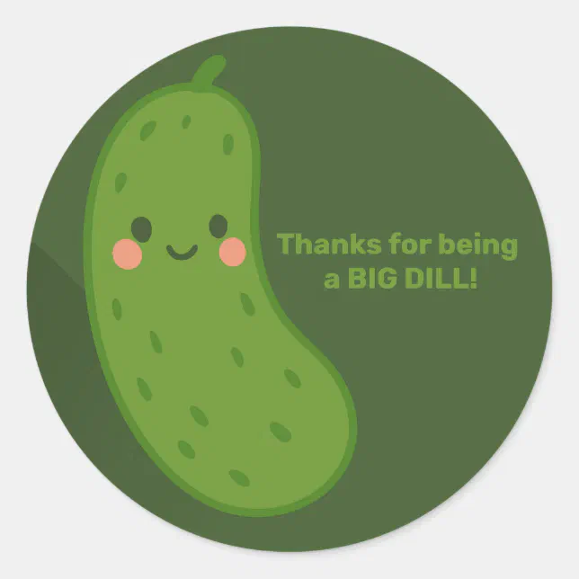 Big Dill Green Pickle Baby Shower Classic Round Sticker | Zazzle.co.nz