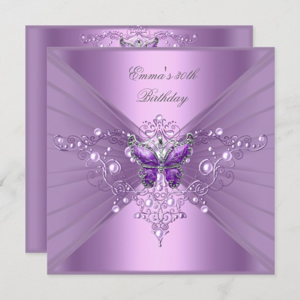 Purple Butterfly Birthday Invitations | Zazzle.co.nz