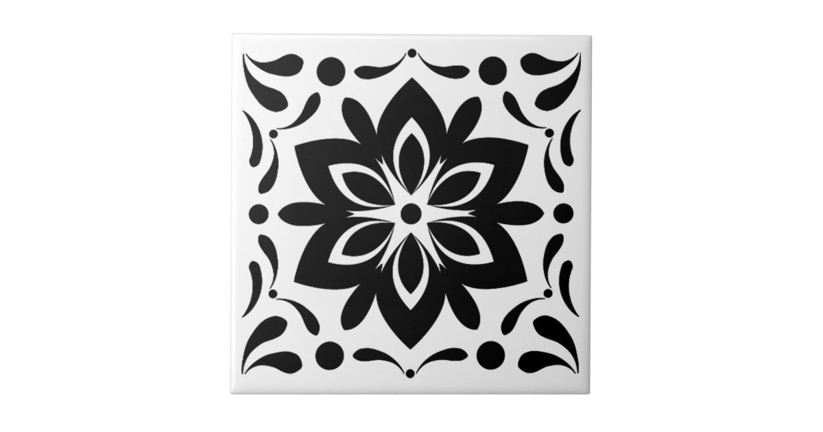 Black and White Flower tiles | Zazzle.co.nz