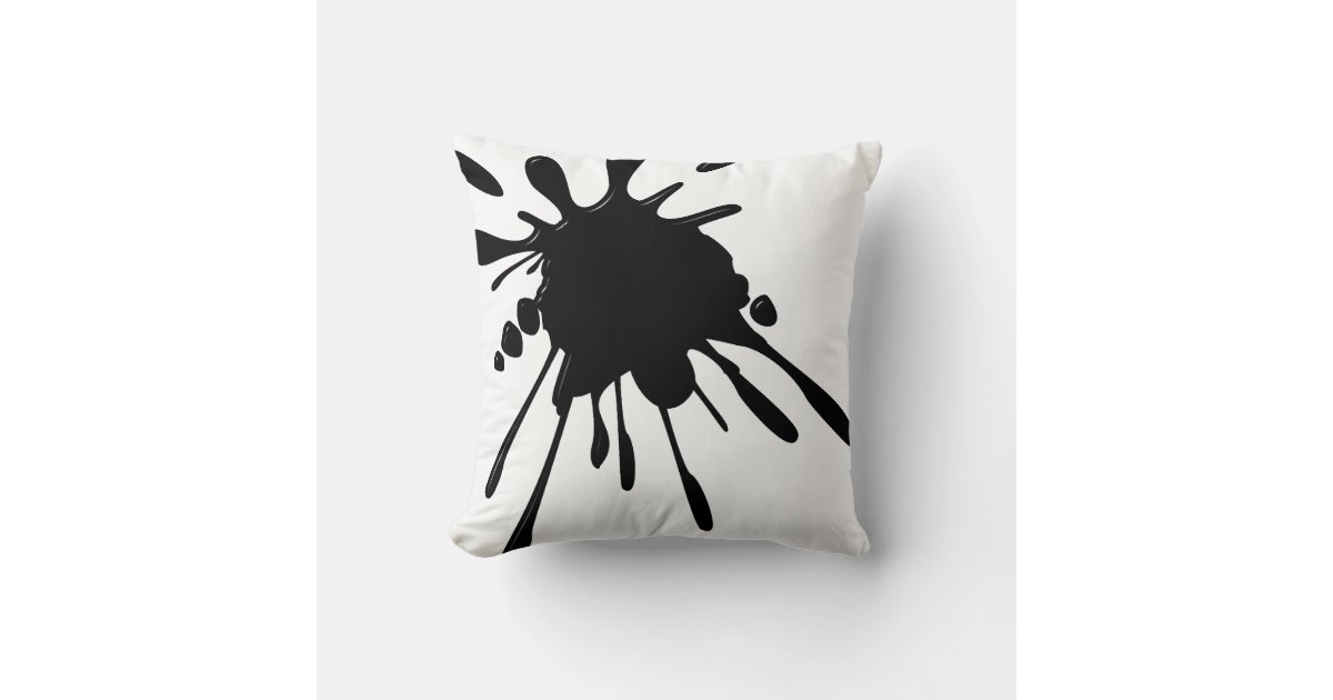 Black Paint Splatter White American MoJo Pillow | Zazzle.co.nz