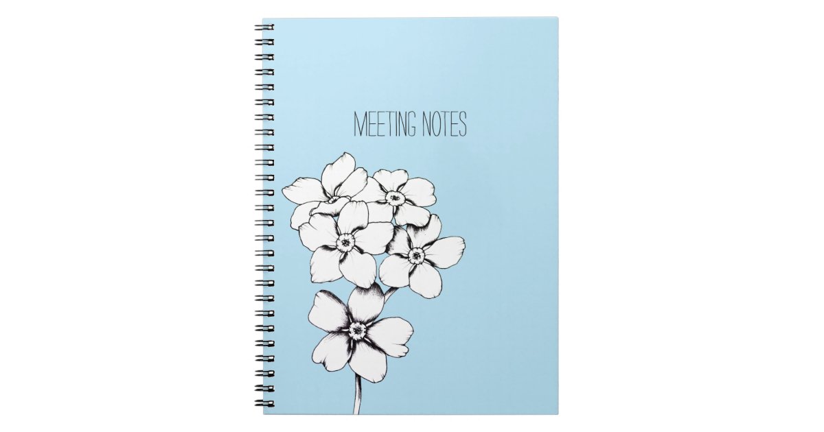Black, White, Blue Forget-me-not illustrated Notebook | Zazzle.co.nz