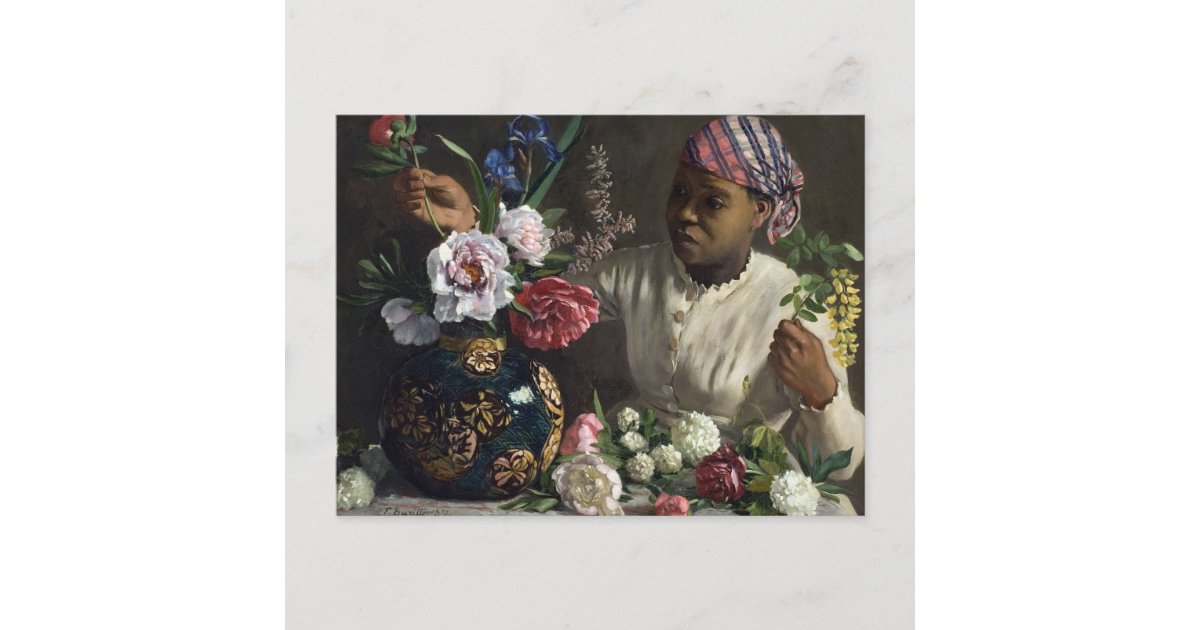 Black Woman with Peonies | Frédéric Bazille Postcard | Zazzle.co.nz