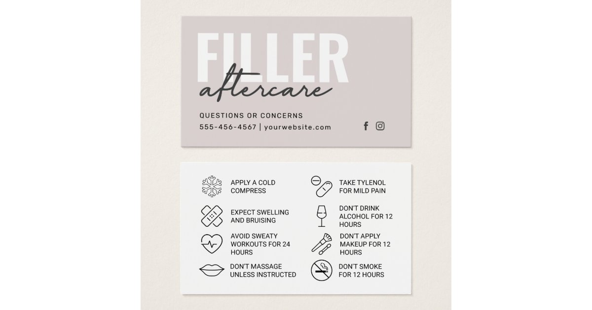 Botox Filler Injection Aftercare Instruction Card | Zazzle.co.nz