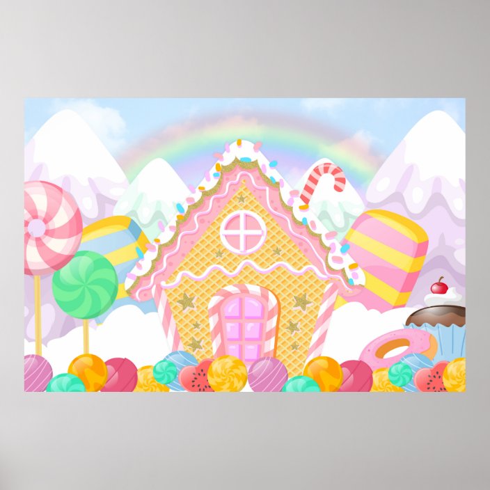 Candyland Backdrop Candyland Theme backdrop Poster | Zazzle.co.nz
