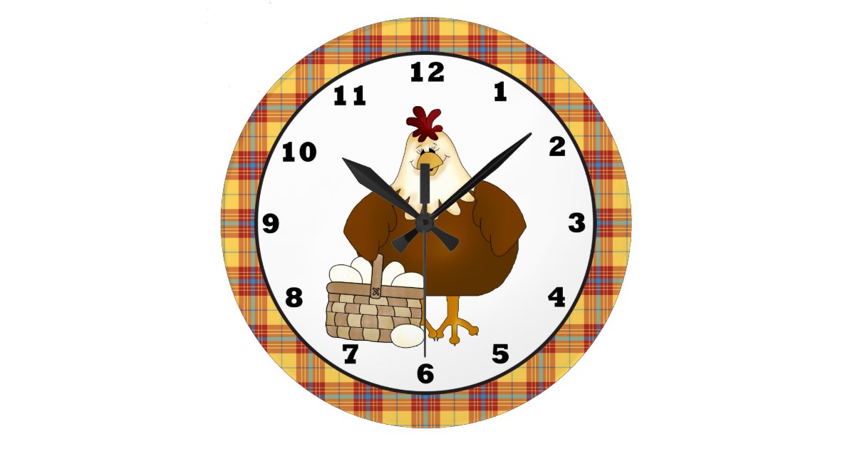 Cartoon Chicken kitchen wall clock | Zazzle.co.nz
