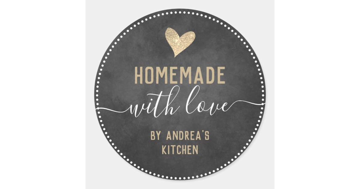 Chalkboard Fancy Script Homemade Food Items Classi Classic Round ...