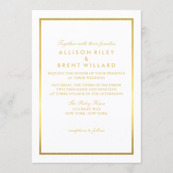 Gold Golden White Invitations | Zazzle NZ