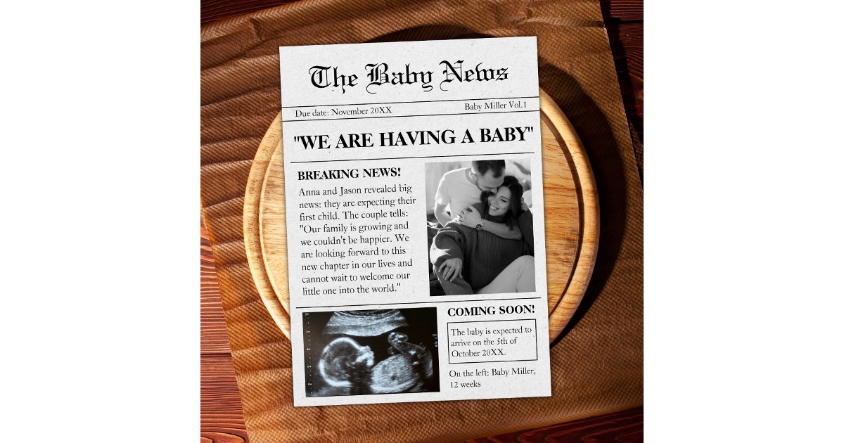 Coming Soon Newspaper Photo Pregnancy Announcement | Zazzle.co.nz