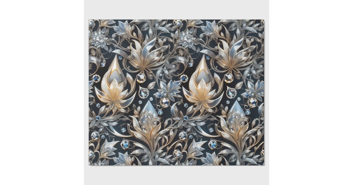 Crystal Luxury Flowers Filigree Wrapping Paper | Zazzle.co.nz