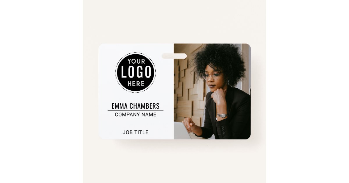 Custom Modern Logo Employee Photo Business ID Badge | Zazzle.co.nz