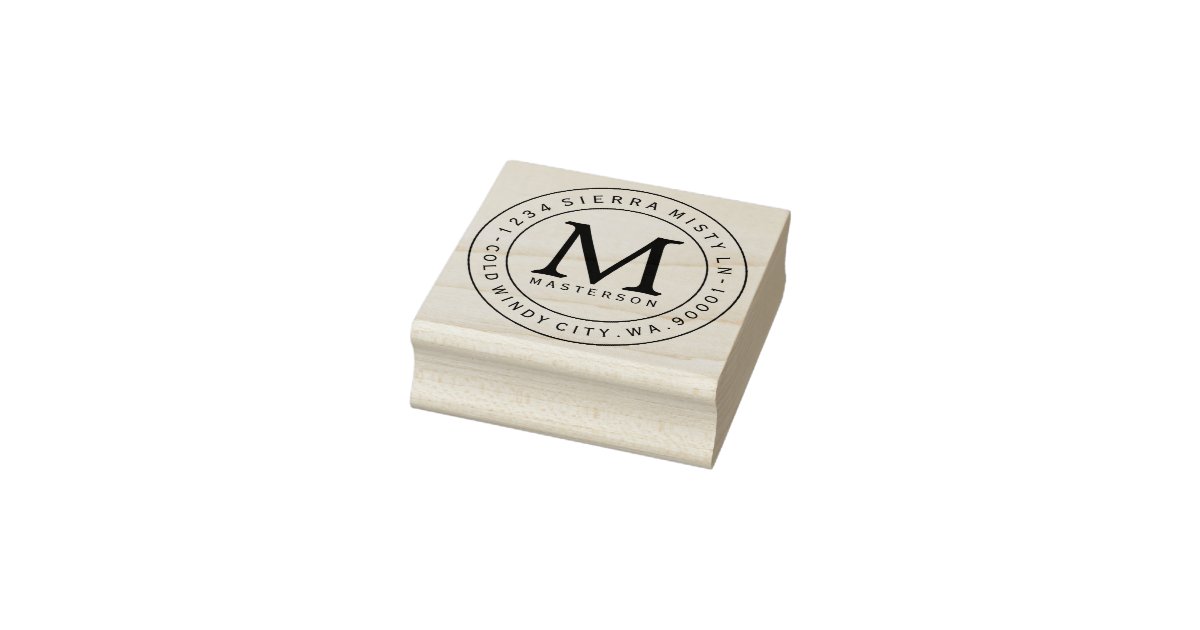 Custom Monogram Rubber Address Stamp | Zazzle.co.nz