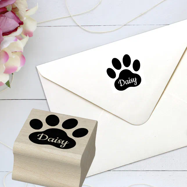 Custom Pet Name Paw Print Signature Rubber Stamp | Zazzle.co.nz