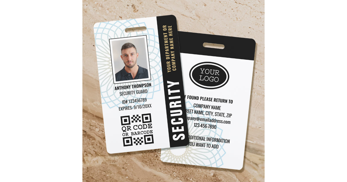 Custom Security Guard ID Photo Black Badge ID Badge | Zazzle.co.nz