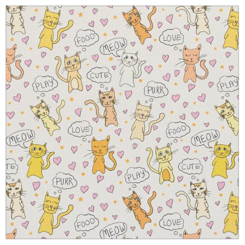 Cat Design Fabric | Zazzle.co.nz