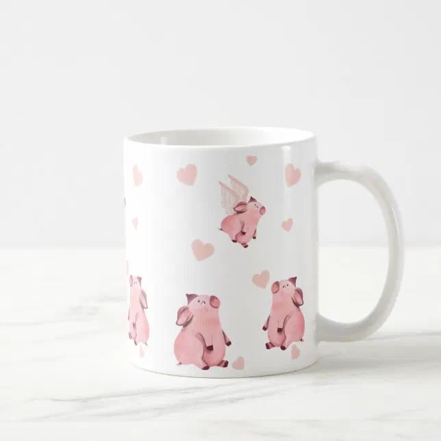 Cute Flying Kissing Winged Pink Pigs Coffee Mug | Zazzle.co.nz