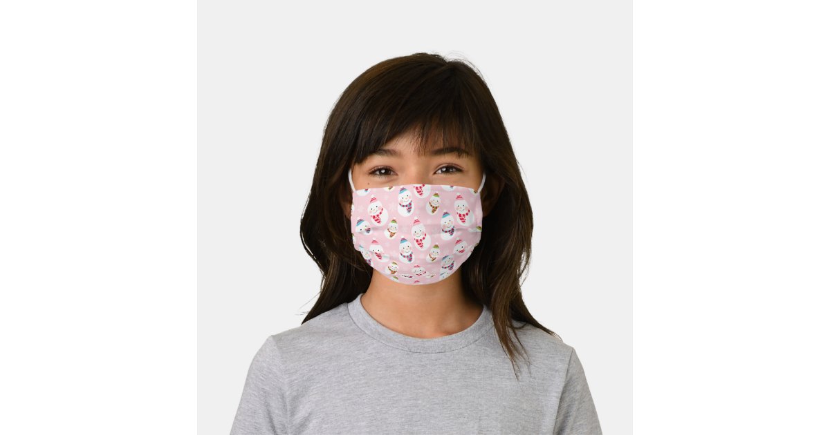Cute Winter Snowman Pattern Light Pink Kids' Cloth Face Mask | Zazzle.co.nz