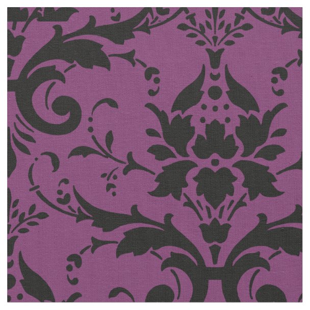 Black and purple | damask pattern fabric | Zazzle.co.nz