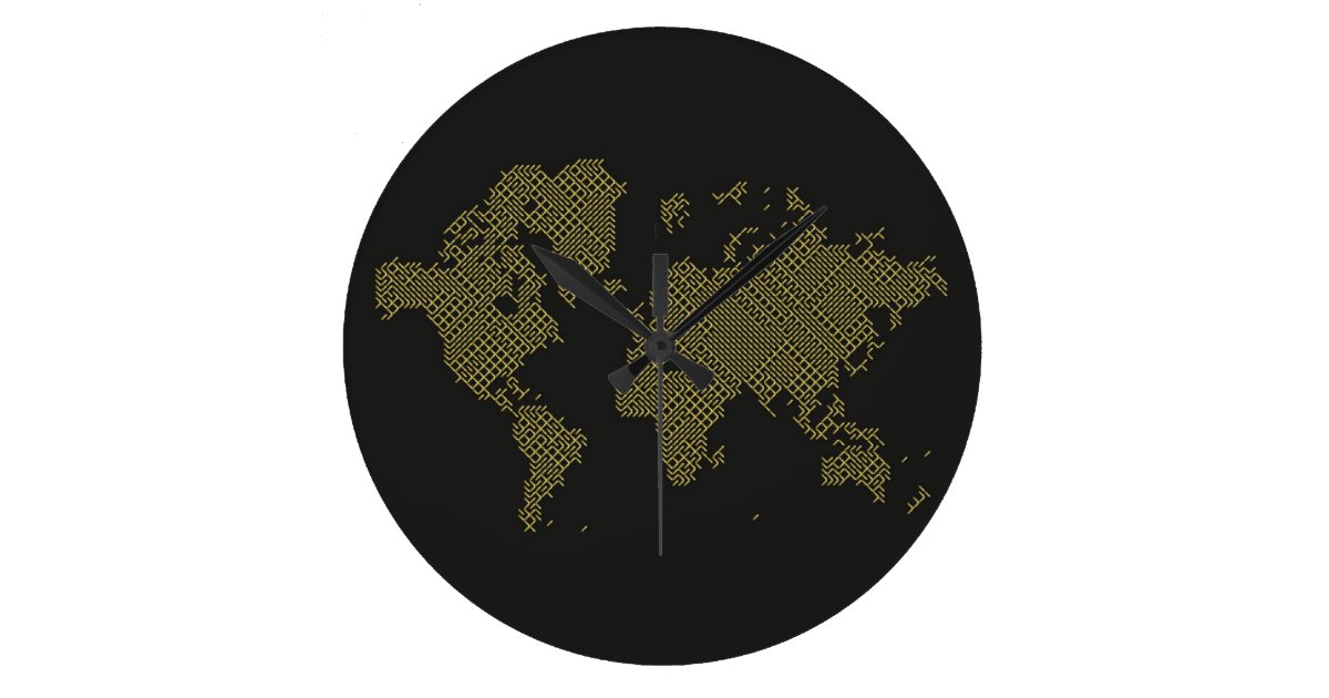 Digital World Map Large Clock | Zazzle.co.nz