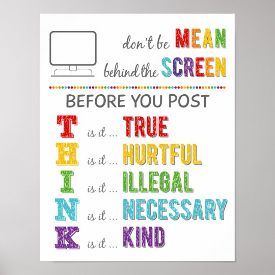 Don’t Be Mean Behind The Screen Anti Cyber Bully P Poster | Zazzle.co.nz