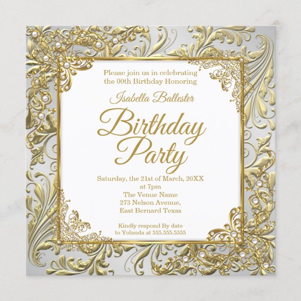 Gold Golden White Invitations | Zazzle NZ
