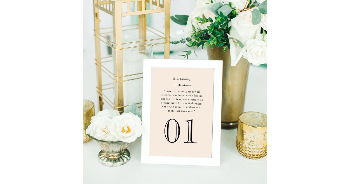 Elegant Love Quote Wedding Table Number | Zazzle.co.nz