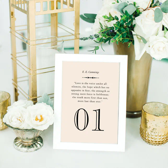 Elegant Love Quote Wedding Table Number | Zazzle.co.nz