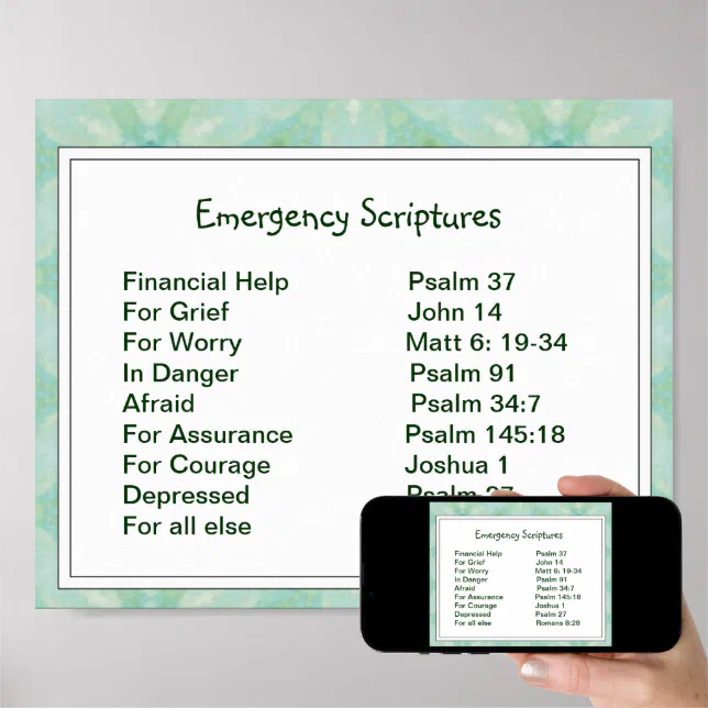 Emergency Information Scriptures for Encouragement Poster | Zazzle.co.nz