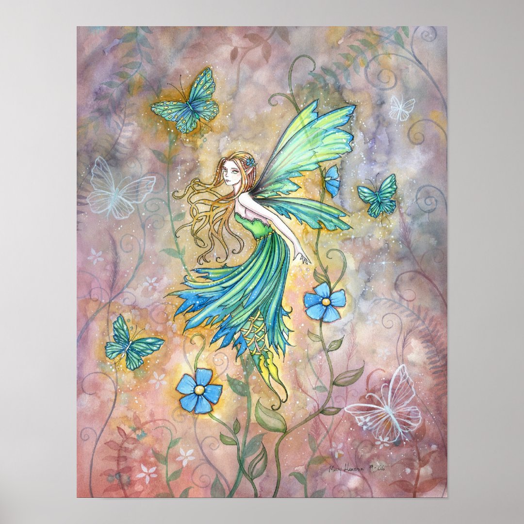 Enchanted Garden Fairy Art Poster Print | Zazzle.co.nz