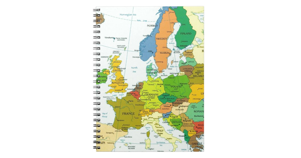 Europe map spiral notebook | Zazzle.co.nz