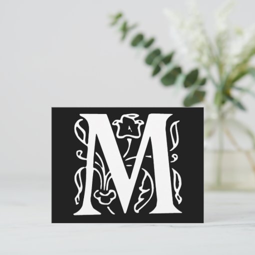 Fancy Letter M Postcard | Zazzle.co.nz
