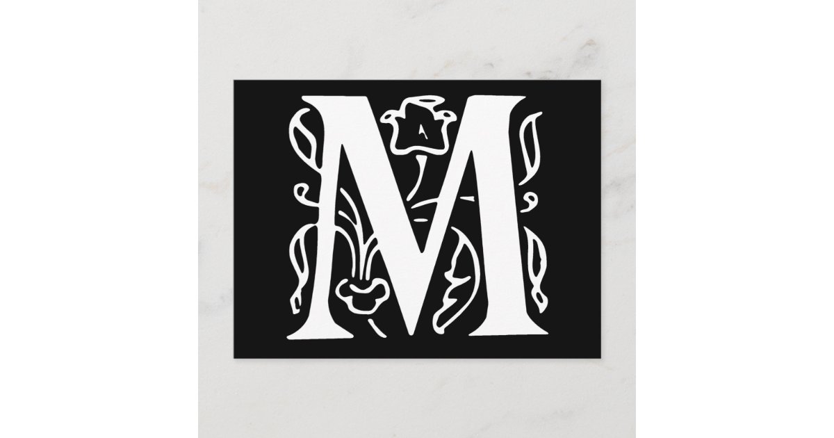 Fancy Letter M Postcard | Zazzle.co.nz