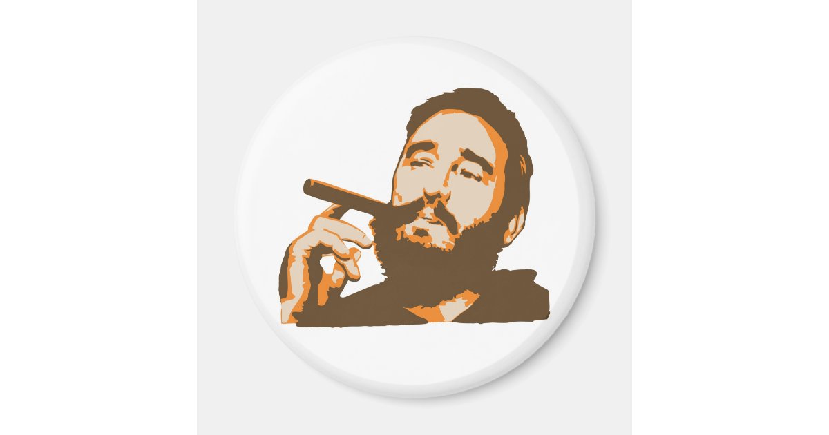 Fidel Castro with Cigar Portrait Magnet | Zazzle.co.nz