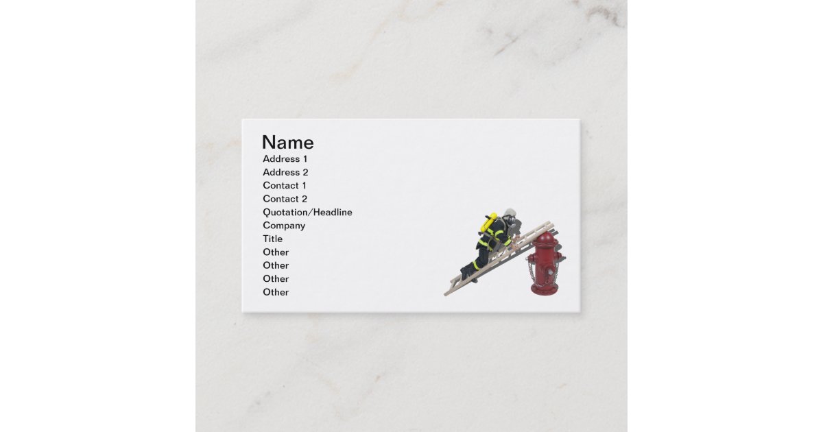 Fireman Ladder Fire Hydrant Business Card | Zazzle.co.nz