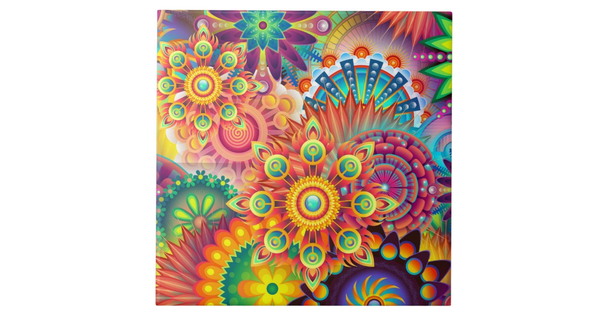 Funky Retro Pattern Abstract Bohemian Tile | Zazzle.co.nz