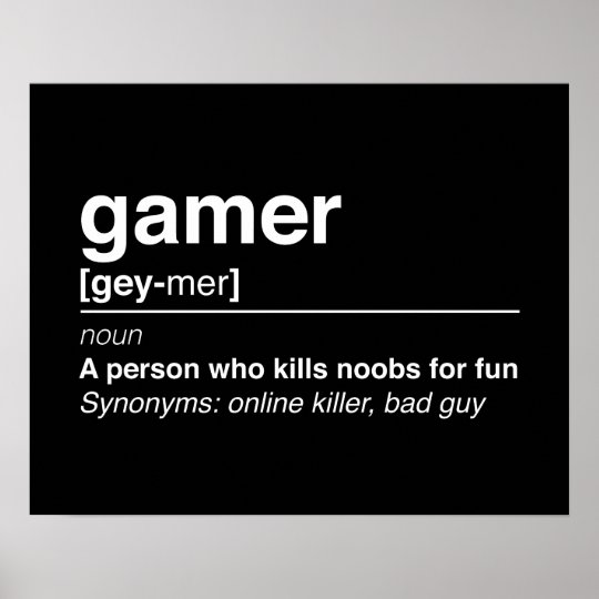 Gamer definition poster | Zazzle.co.nz