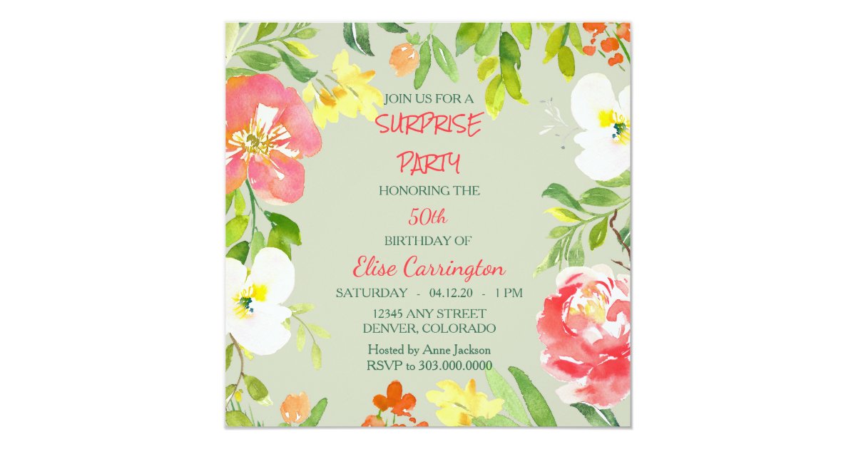 Garden Floral Border Birthday Party Invitation | Zazzle.co.nz