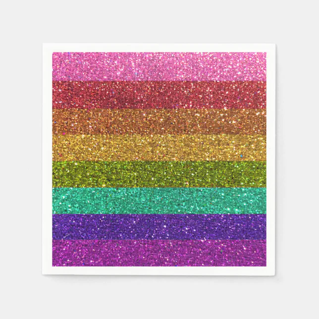 Gay Pride Flag Stripes Rainbow Glitter LGBTQIA Napkin | Zazzle.co.nz