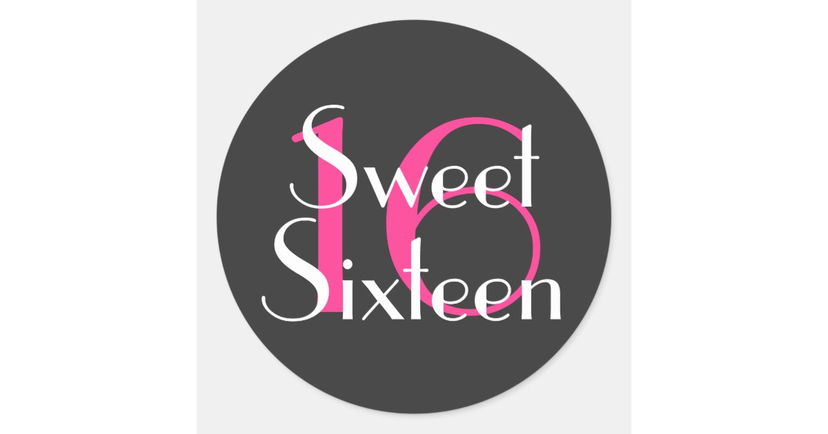 Glam Monogram Sweet Sixteen 16 Birthday Pink White Classic Round ...