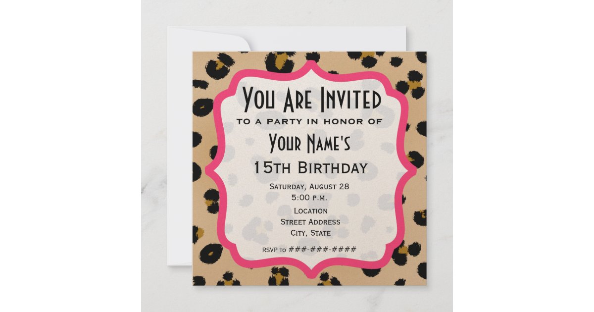 Golden Leopard Print Party Invitation | Zazzle.co.nz