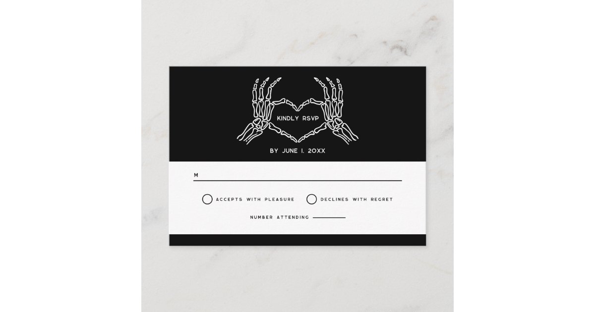Gothic Wedding Skeleton Hands Wedding QR Code RSVP Enclosure Card ...