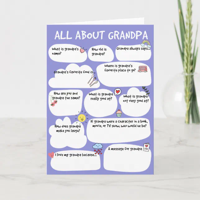 GRANDPA Father's Day Questionnaire Card | Zazzle.co.nz